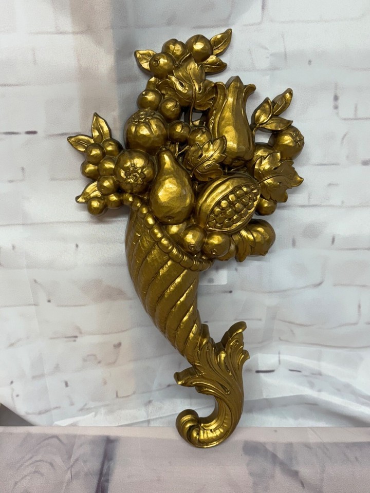 Vintage Pair Syroco Gold Cornucopia Fruits Flowers Wall Décor 1965 Wall ...