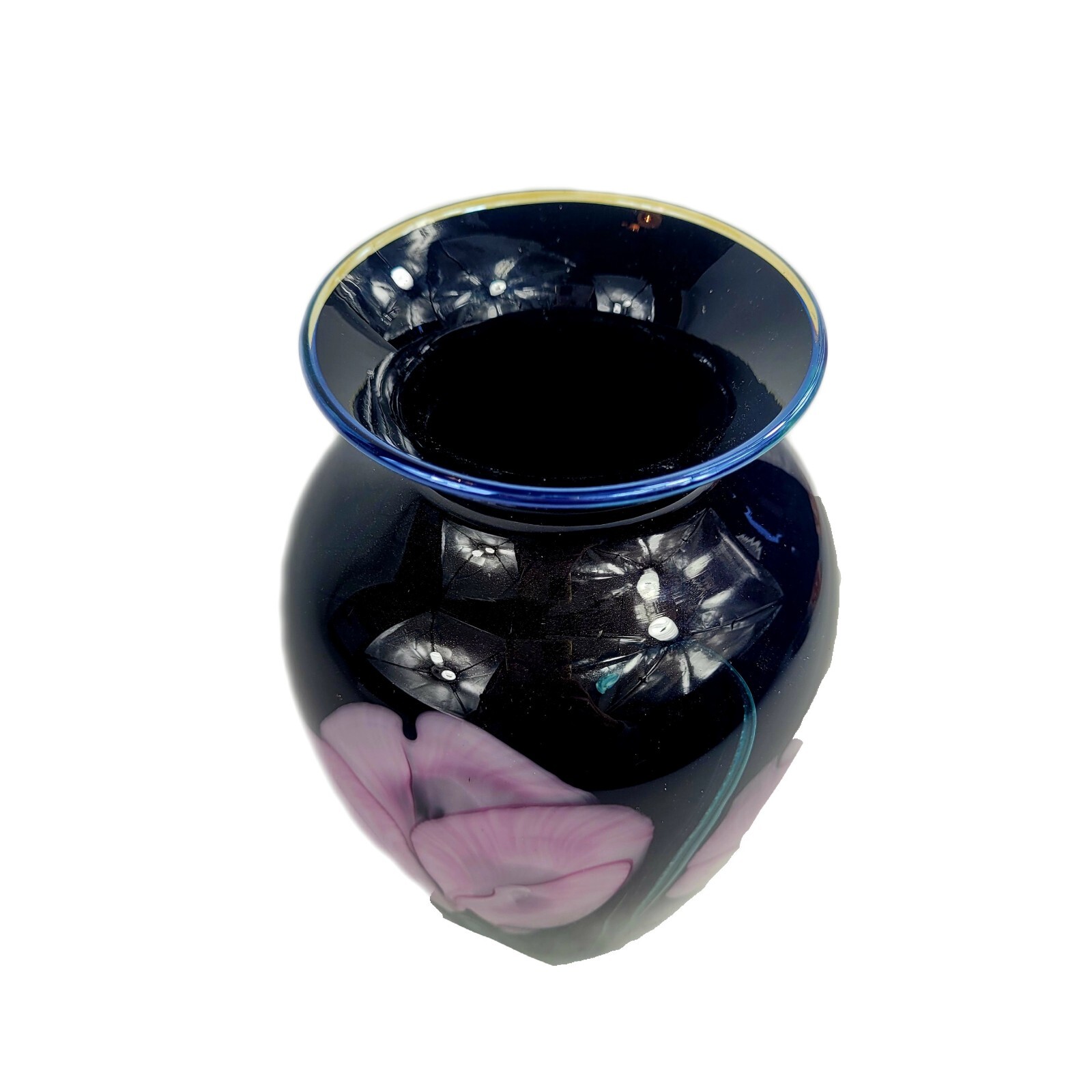 Richard Satava Studio Art Glass Floral Vase 8" | eBay