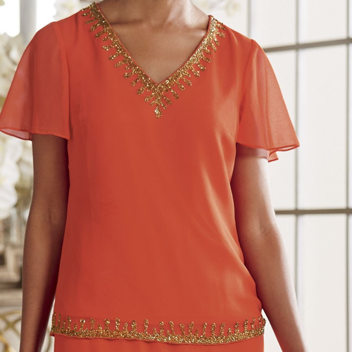 Sz S Ashro Formal Dress Annabel Skirt Set Orange Bronze Beaded Church ...