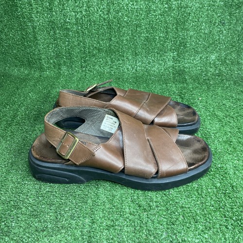 Bass SZ 11 M Brown Leather Ankle Strap Buckle Fisherman Sandals Men’s ...