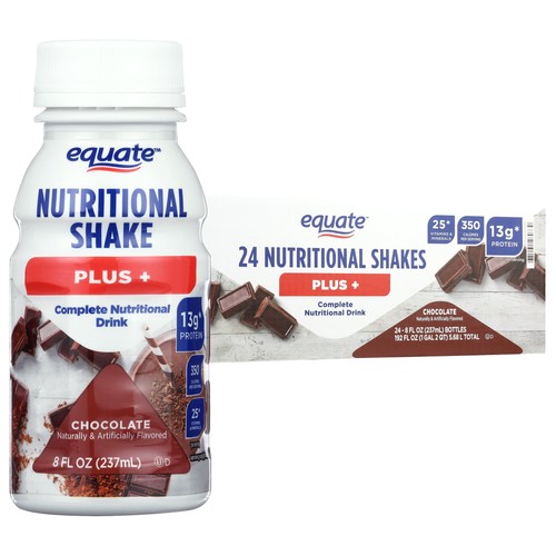 Equate Complete Nutritional Shake Plus Protein Drink, Chocolate, 8 fl ...