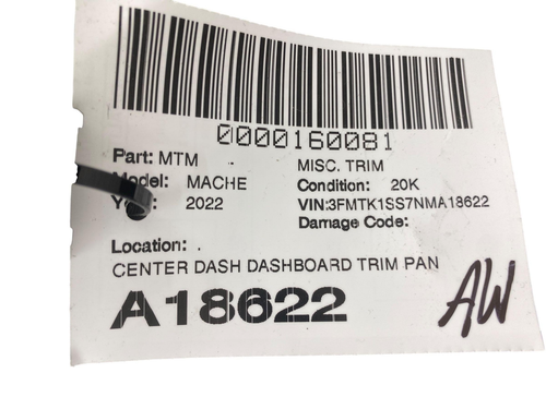 2021-2023 FORD MUSTANG MACH-E OEM CENTER DASHBOARD TRIM PANEL W/ START ...