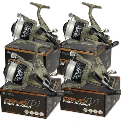 2x NGT Camo 40 / 60 Carp Runner Free Spool Reel Pre Loaded 12lb Line ...