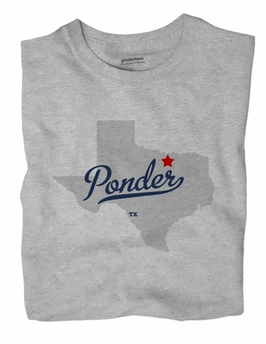 Ponder Texas TX Tex T-Shirt MAP | eBay
