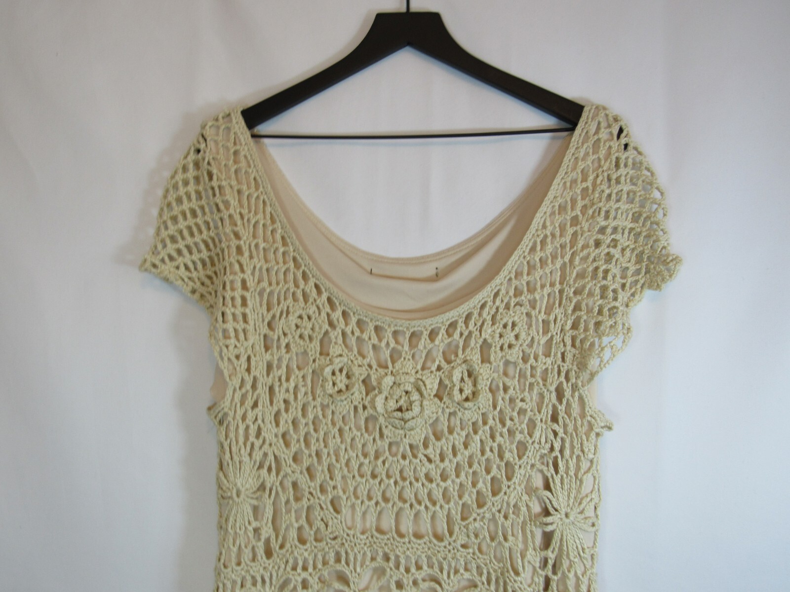Macrame Fishnet Crochet Ivory Boho Overlay Stretch 7… - Gem