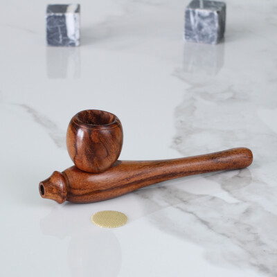Esquisite 4" Hand Crafted Premium Solid Marble like Wood pipe Smoking ...