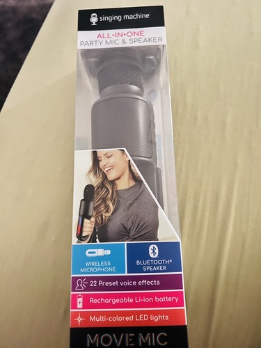 Singing Machine Move Microphone w/ Lighting Effects~Bluetooth~Mic ...