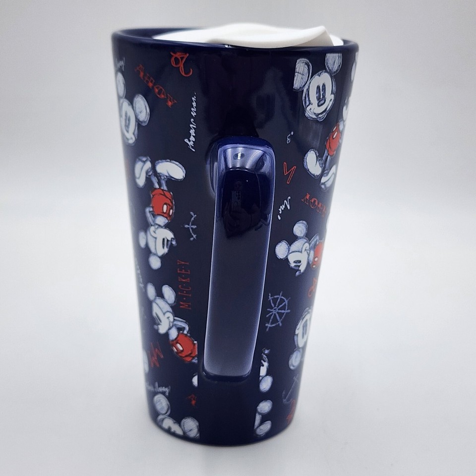 Disney Mickey Mouse Blue Anchors Away Travel Latte Coffee Mug New | eBay