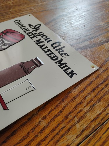 Vintage Chocolate Malted Milk Advertising Tin Tacker Sign Brooklyn NY ...