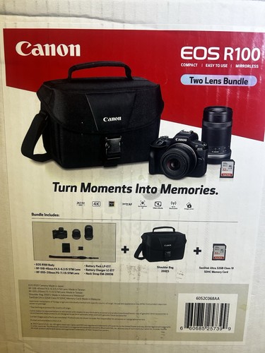 Canon EOS R100 Dual Lens Mirrorless Camera Bundle w/Bag and Accessories ...