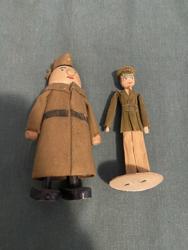 Vintage WW2 Handmade Toy Soldiers Display Items Folk Art | eBay