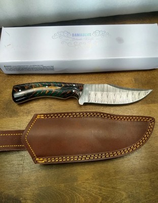 New Stauer Mighty Conifer Knife with Damascus Blade & Pinecone Handle w ...