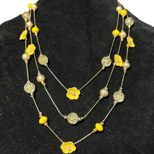 Yellow and Silver Floral Floating Necklace with Beads | eBay