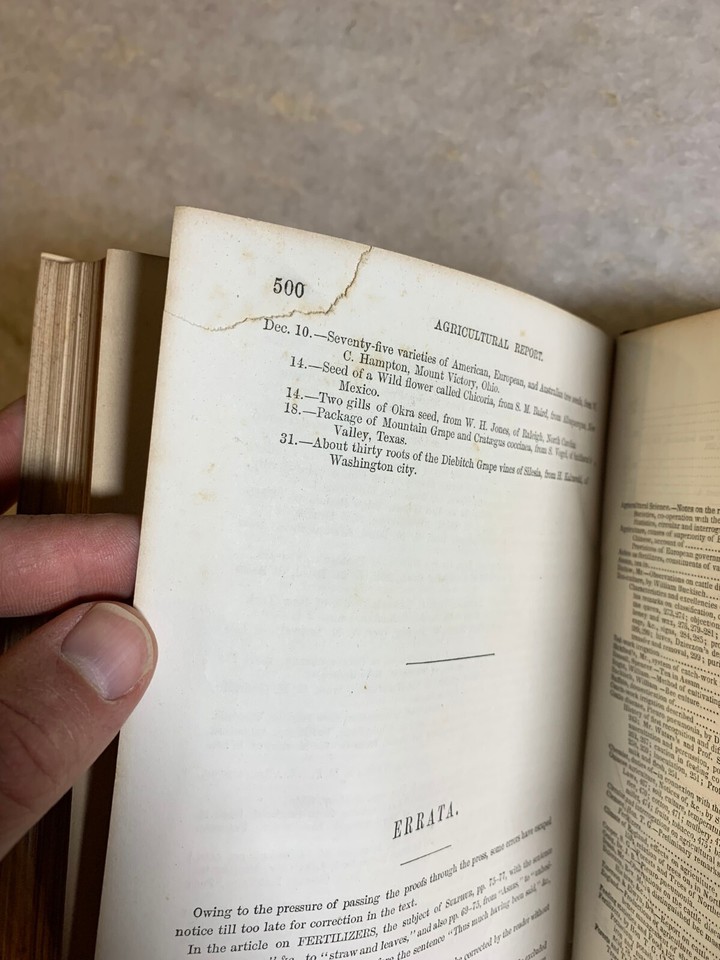 Antique 1860 US Patent Office Report Agricultural Agriculture Book ...