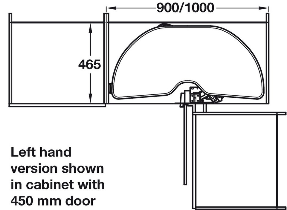 Pull Out Corner Shelving Unit Ninka Pro Arc PowerSlide For 900-1000mm ...