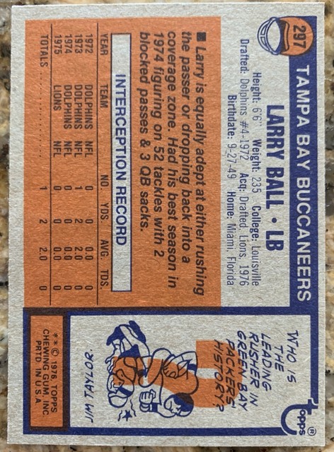 1976 Topps - #297 Larry Ball (RC) for sale online | eBay
