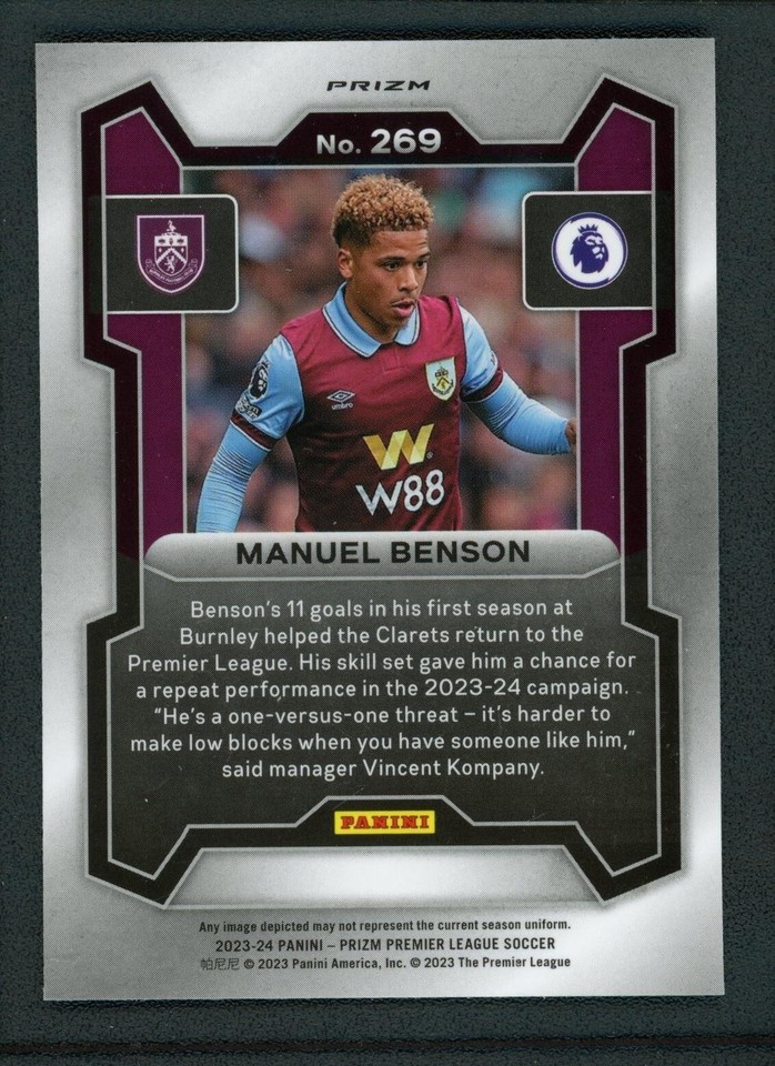 2023-24 MANUEL BENSON PANINI PRIZM PREMIER LEAGUE GREEN SNAKE SKIN ...