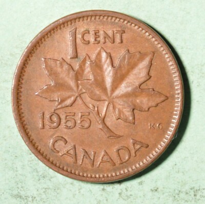 1955 1 Cent Canada 🇨🇦 Copper Penny SF (Shoulder Fold) - INV# B-444 | eBay