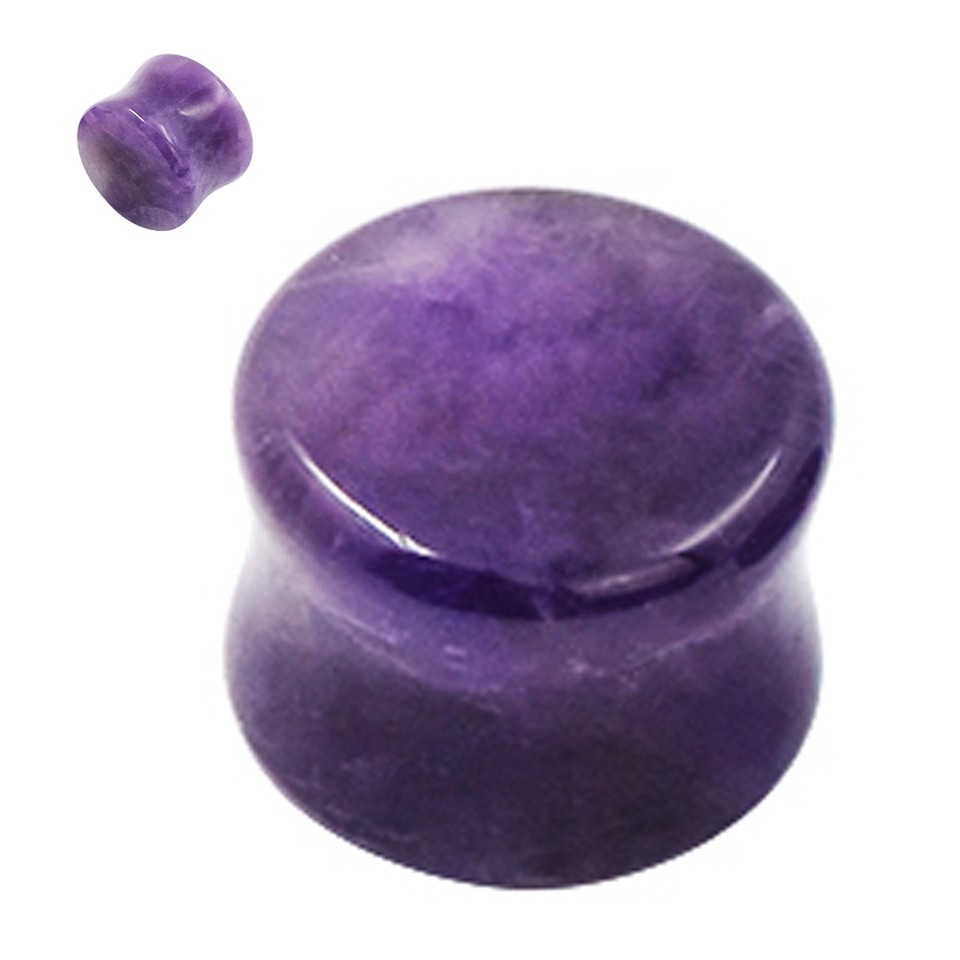 PAIR Organic Natural Stone Ear Gauges Ear Plugs Double Flared Piercing ...