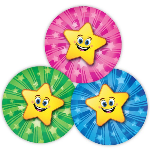 144 Well Done Star Stickers 30mm School Teacher Rewards Rainbow Smiles ...