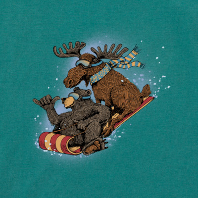 NWT Women's Life is Good Winter Joy Ride Sled Moose Bear Green LS ...