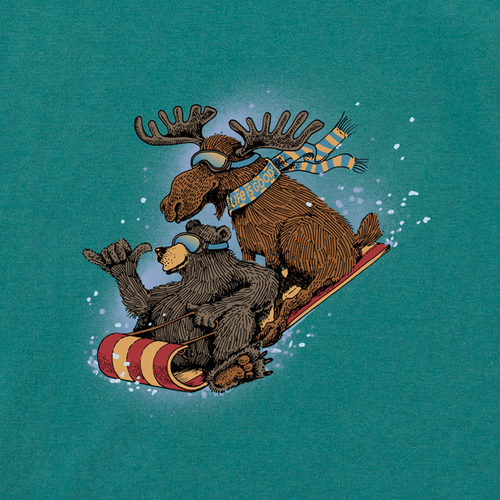 NWT Women's Life is Good Winter Joy Ride Sled Moose Bear Green LS ...
