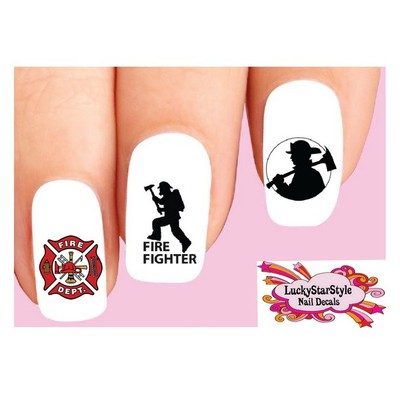 Waterslide Nail Decals Set of 20 - Firefighter Fire Department Assorted ...