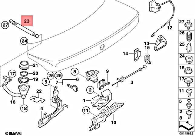 Genuine BMW E65 E66 E67 Trunk Shock Gas Pressurized Support OEM ...