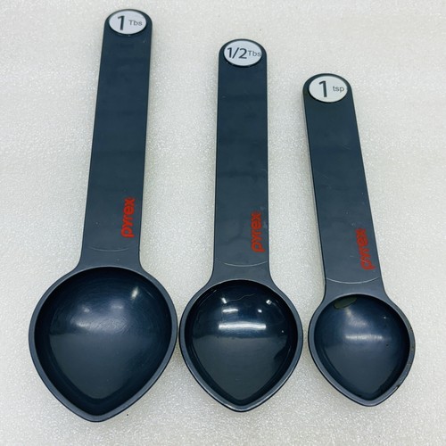Lot/Set of 3‼ Pyrex Gray Magnetic Measuring Spoons 1-Tbs, 1/2-Tbs, 1 ...