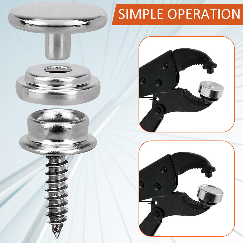 156Pcs Heavy Duty Snap Fasteners Pliers Press Studs Kit +Leather Button ...