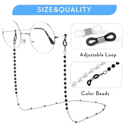 Eyeglasses Strap for Women, 2 PCS Beaded Eye Glass Chains Sunglass ...