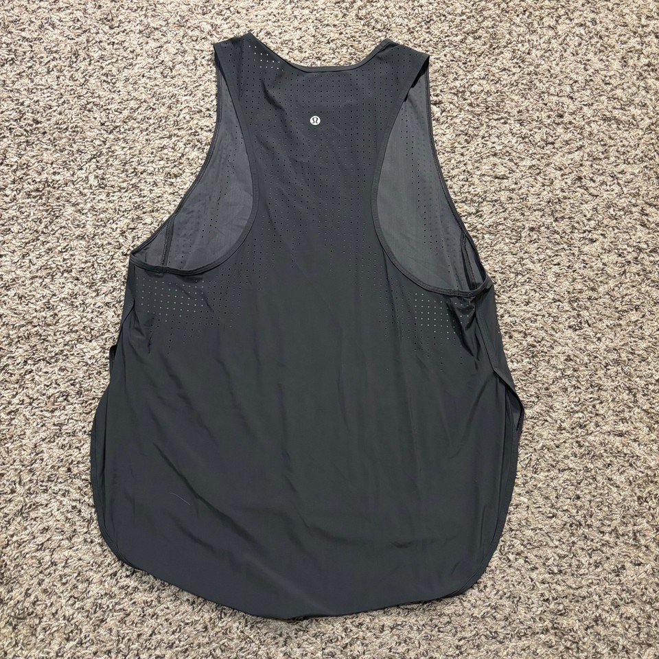 Lululemon Mens Black Perforated Tank Top Lightweight Athletic Fit Gym ...