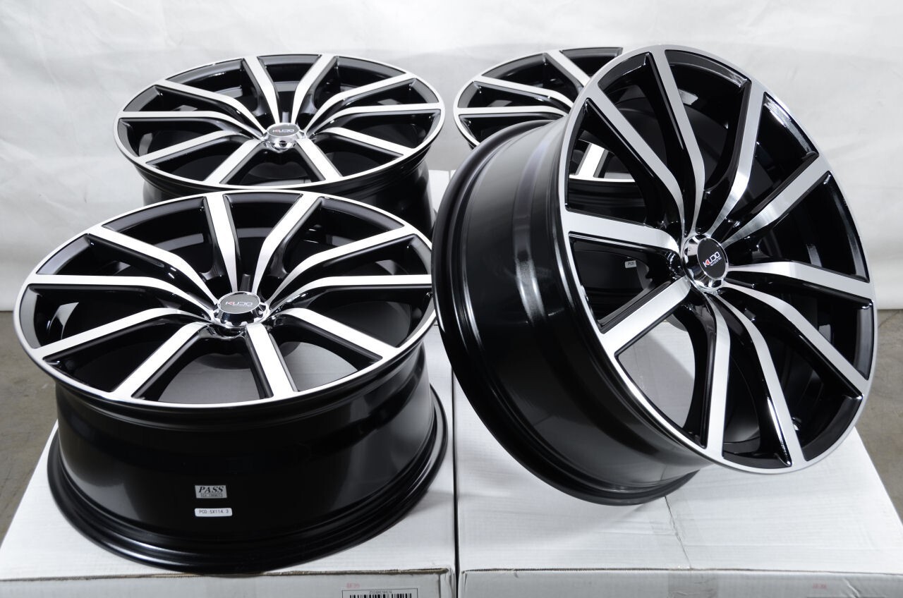 Kudo Racing Versa 18x8 5x114.3 5x4.5 Black Polish Face Single Drill ...