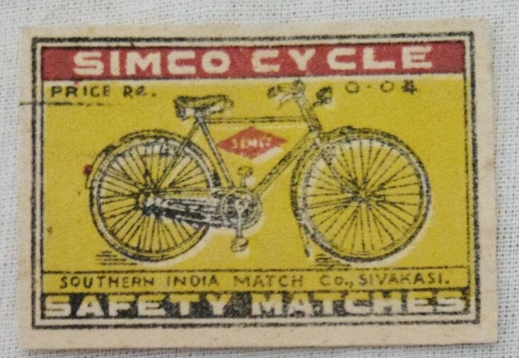 India Vintage Simco Cycle Southern India Match Co Sivakasi Match Box ...