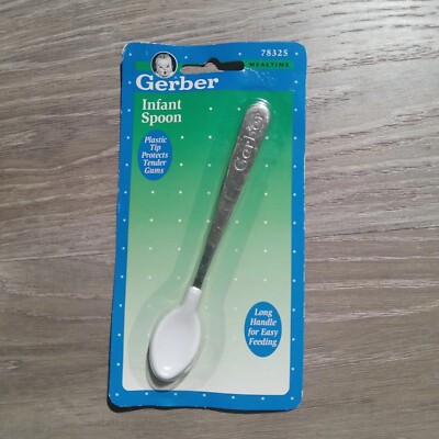Gerber Infant Spoon Stainless Steel Plastic Gum Protection Mealtime ...