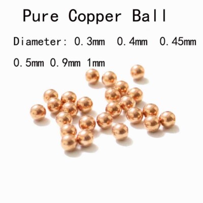 80pcs 0.3mm 0.4mm 0.45mm 0.5mm 0.9mm 1mm Dia Pure Copper Balls Solid ...
