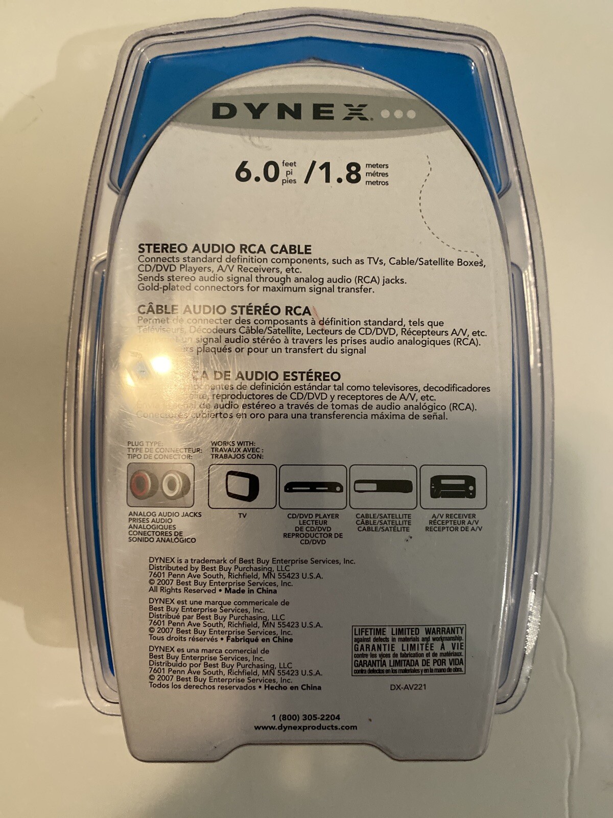 Dynex Premium RCA Audio Cable Left Right Gold Plated 6ft Instrument ...