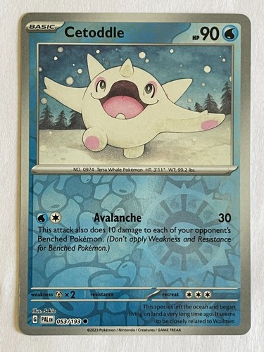 POKEMON CETODDLE #053/193 COMMON REVERSE HOLOFOIL PALDEA EVOLVED NM ...