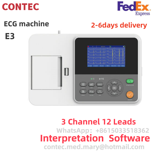 E3 Digital 12 Lead ECG EKG Machine electrocardiograph 3 Channel Printer ...