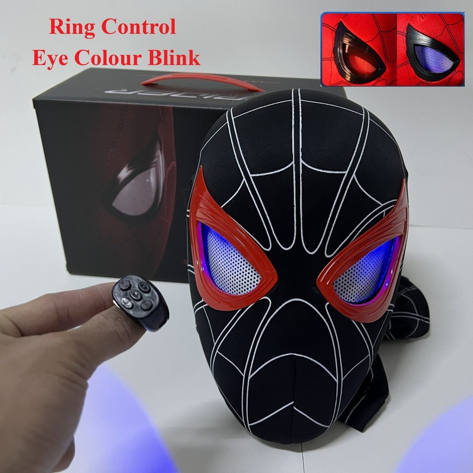 Spiderman Miles Morales Marvel Cosplay Mask Helmet Chin Control Eye ...