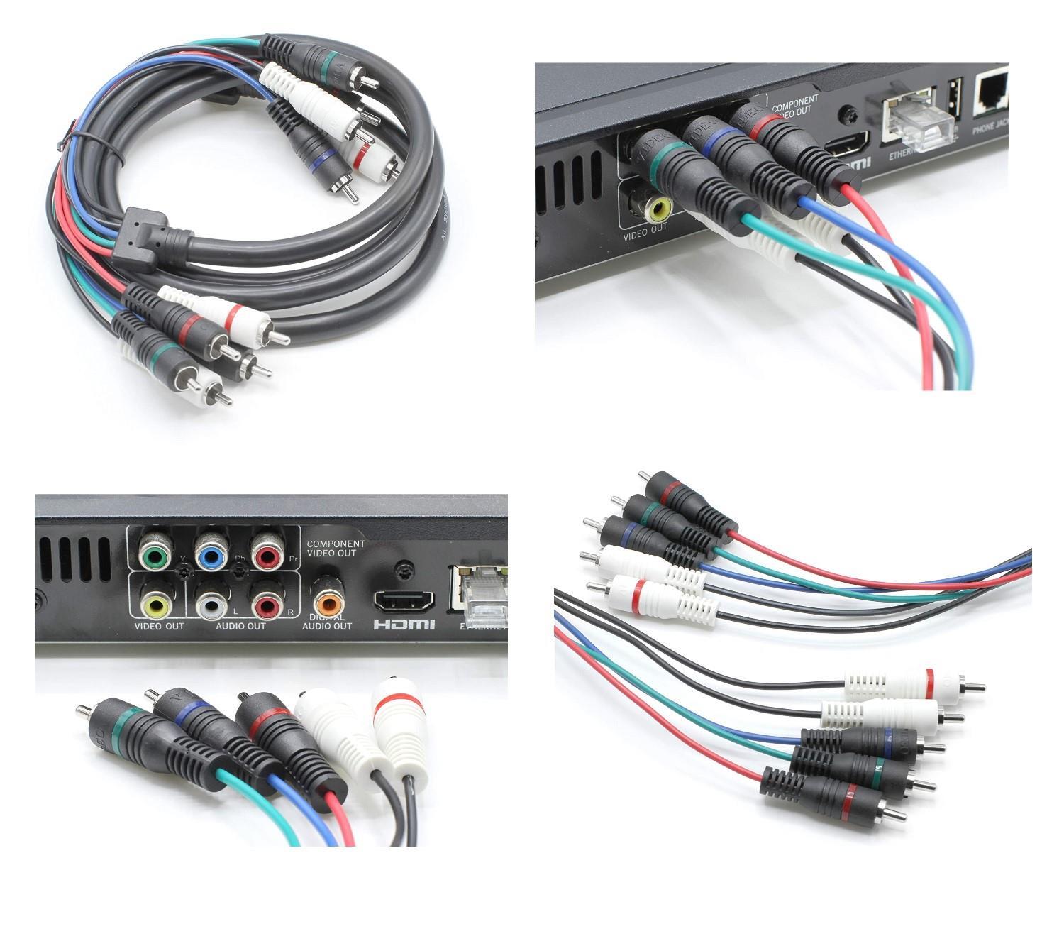 Component & Composite Video Audio Cable Quality Plated 5 RCA Cables (6 ...