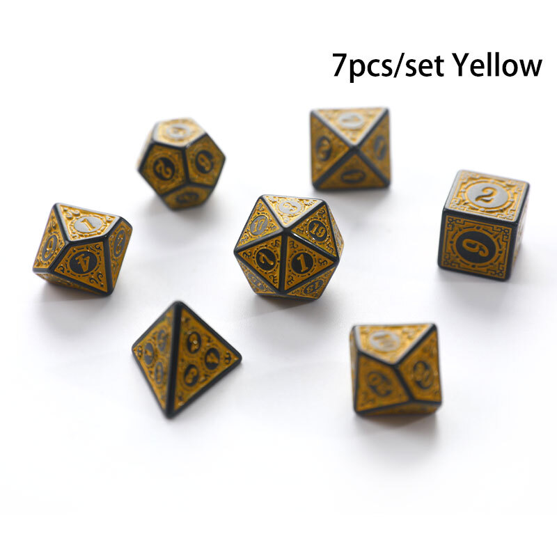 Polyhedral 7-Die Carved Pattern Dice Set D4 D6 D8 D10 D% D12 D20 For ...