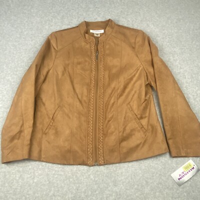 ALLISON DALEY Moleskin Full Zip Lightweight Jacket Womens Petite 10 Tan ...