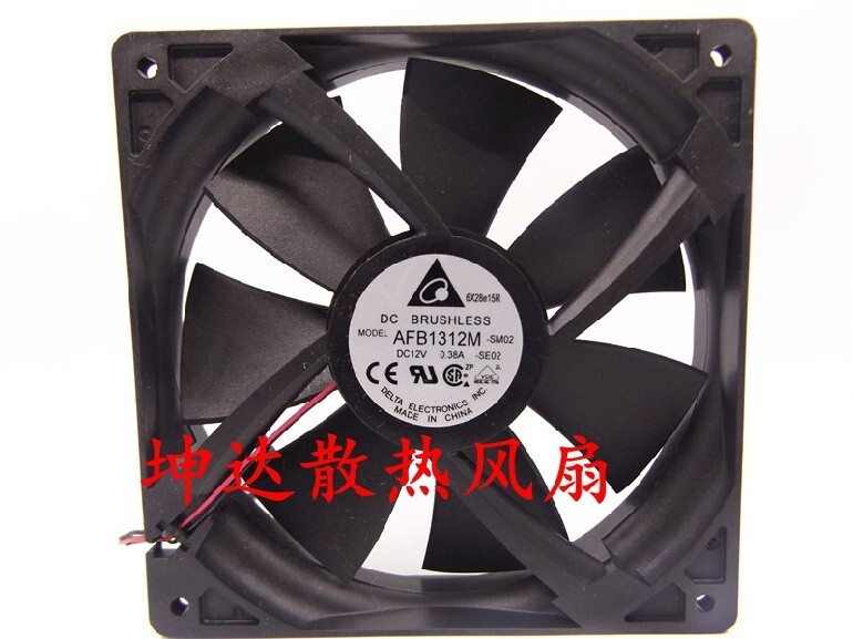 1 PCS Delta Fan AFB1312M DC12V 0.38A 135*135*25mm 2 Wire Dual ball ...