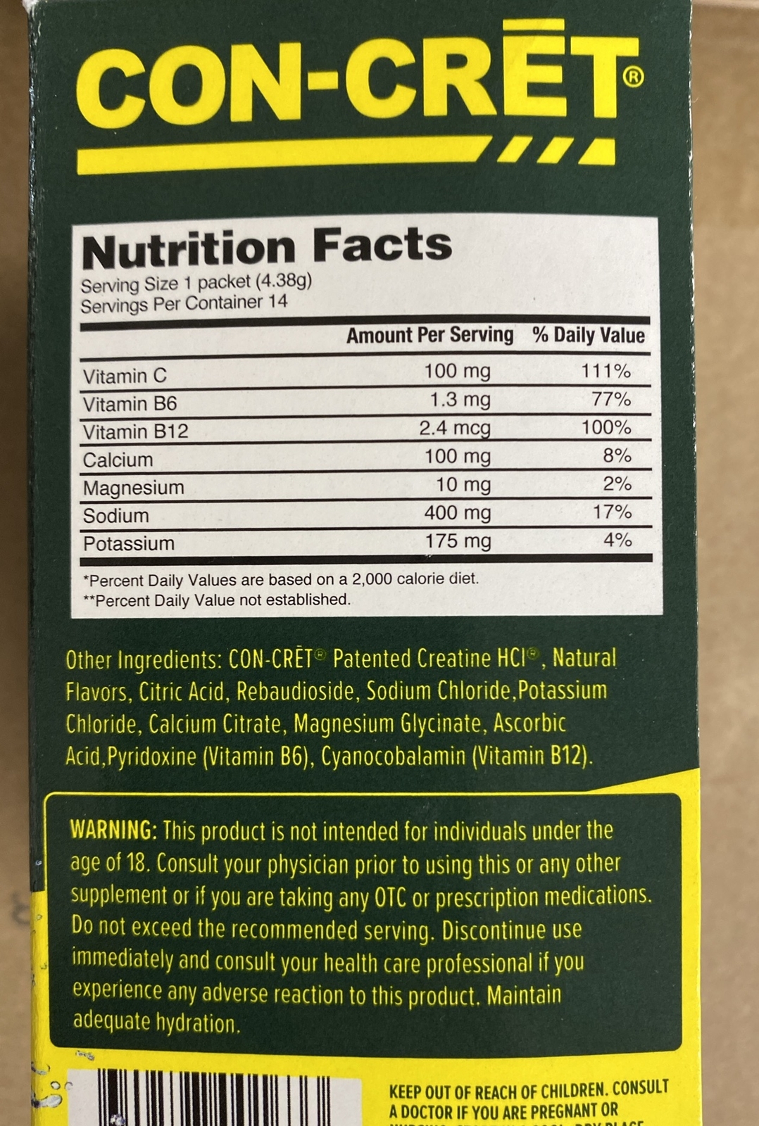 Con-Cret Clean Hydration Drink Packets, Sugar-Free, Lemon Lime, 14pk ...