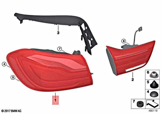 BMW 63219491575 Rear Light in The Side Panel Left Black Line (oe ...