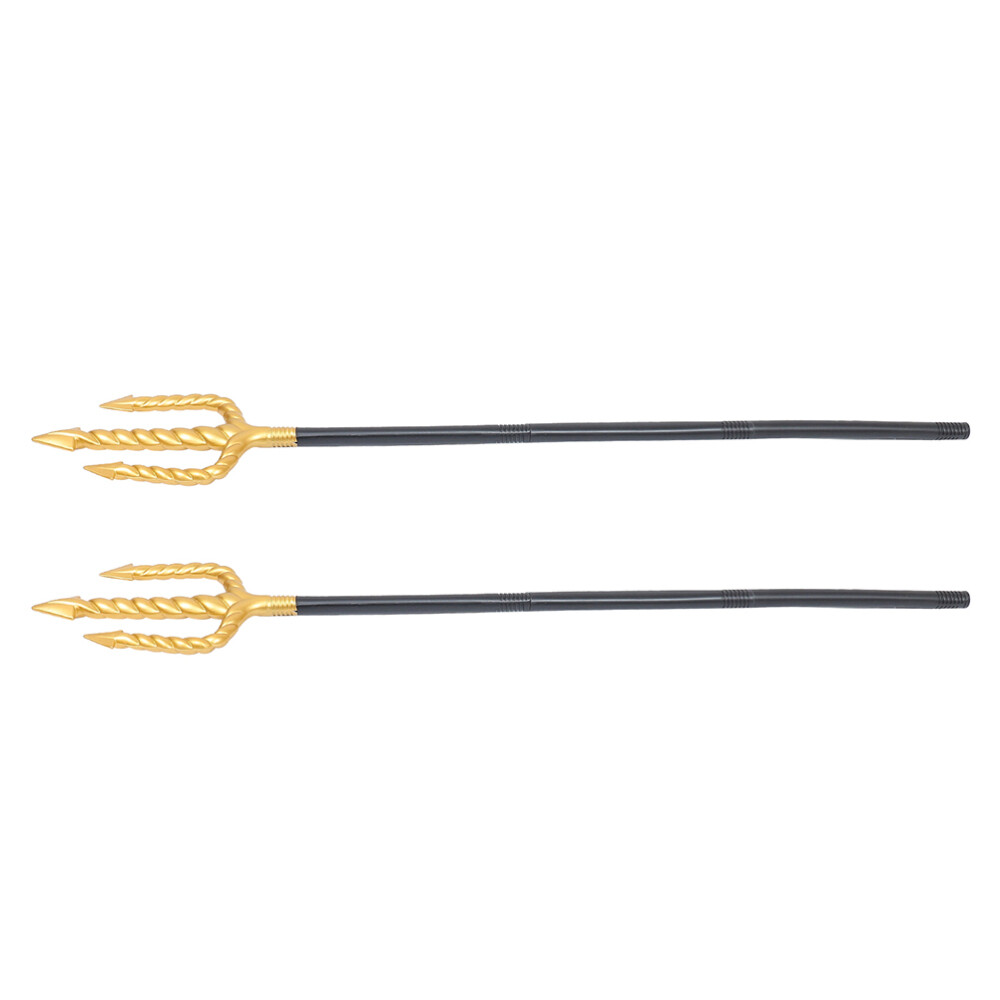 2 Pcs Triple Fork Performance Props Plastic Child Decorative Trident ...
