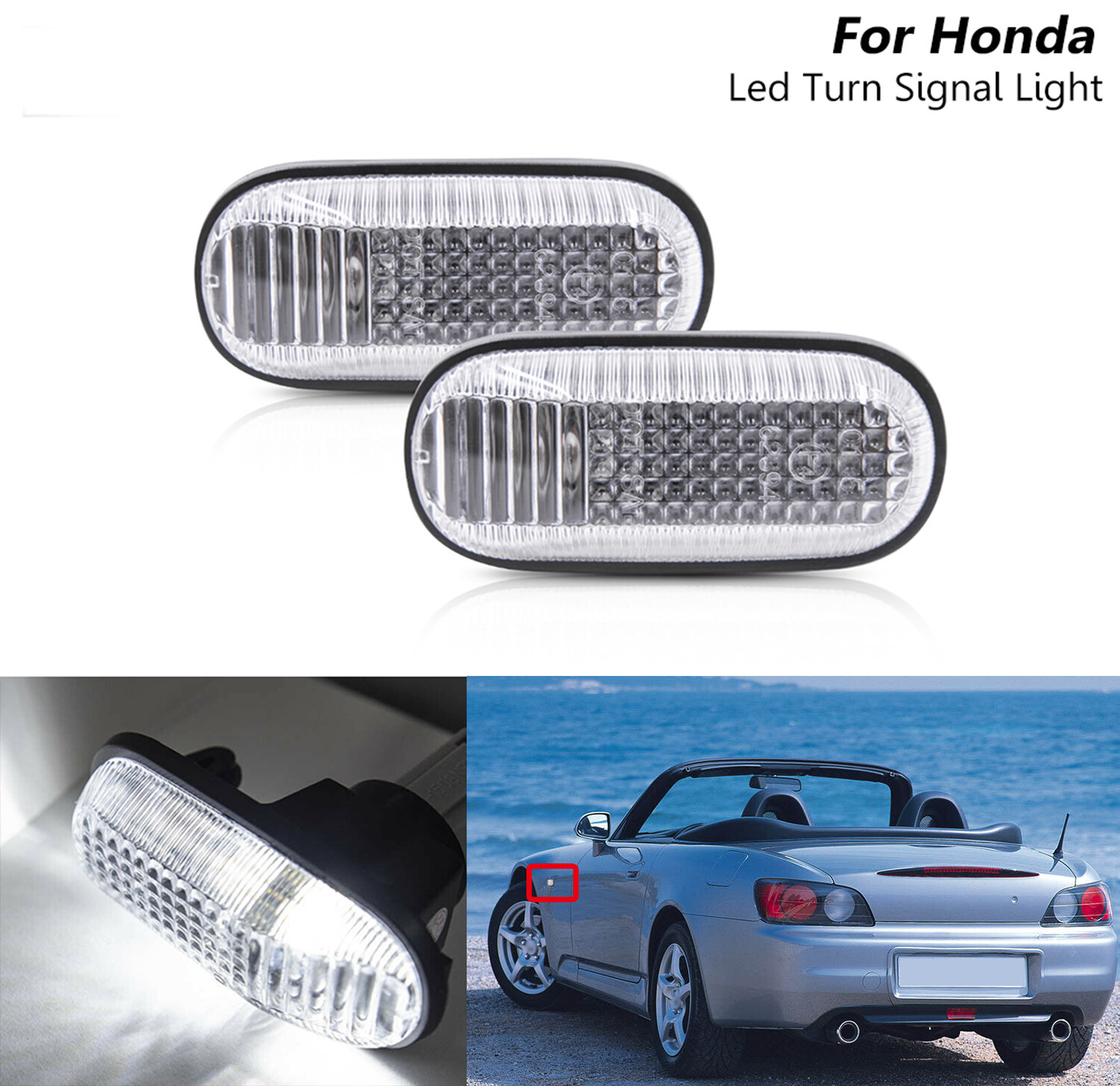 2x Clear White Side Marker Turn Signal Lights For Honda S2000 S2k AP1 ...
