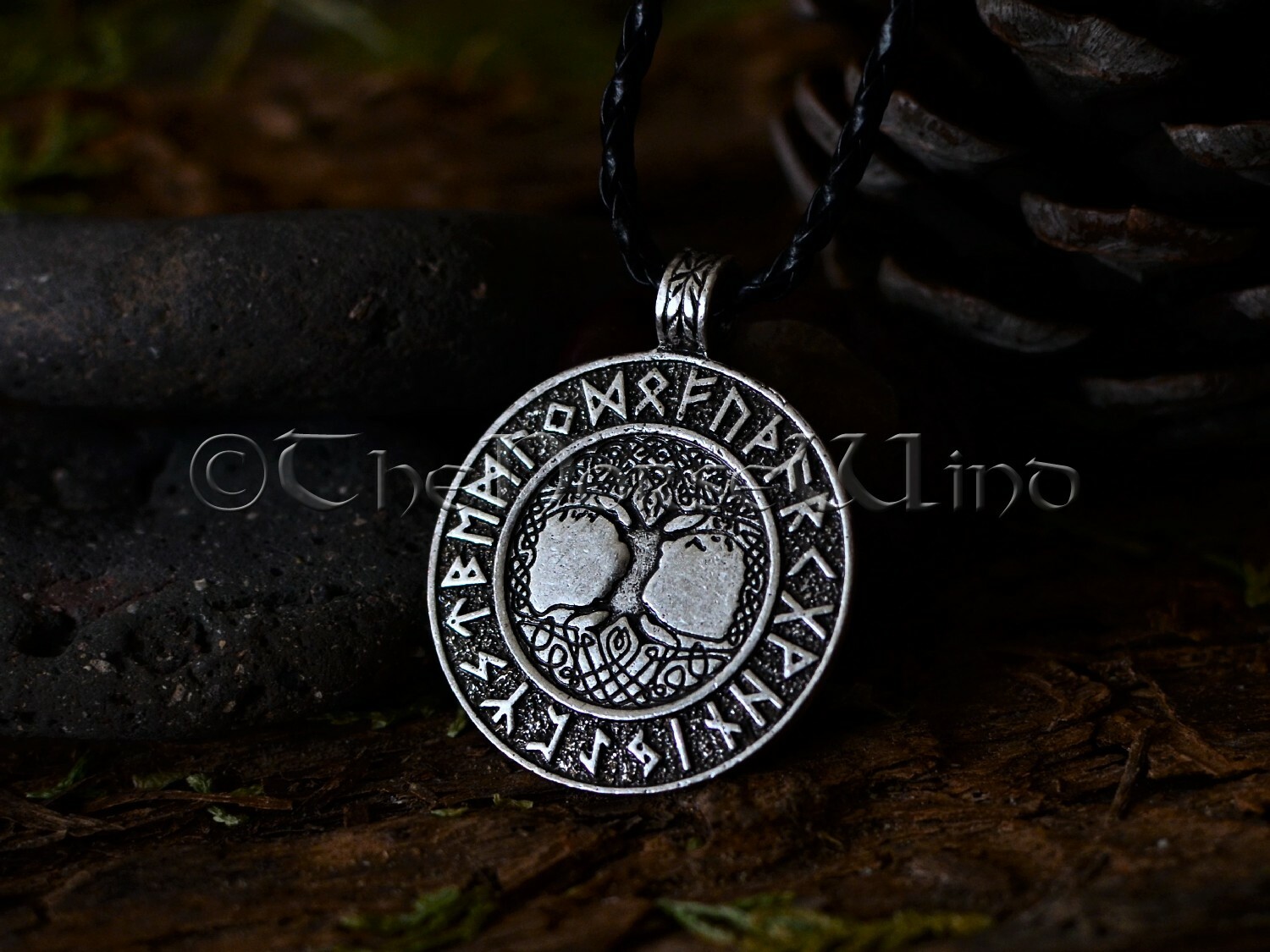 Wikinger Yggdrasil Runen Anhänger Weltenbaum Kette Silber Lebensbaum ...