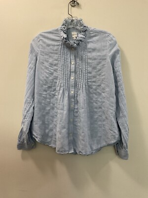 Rebecca Taylor La Vie Cottagecore Ruffle Neck Button Up Striped Tunic Top Size S | eBay